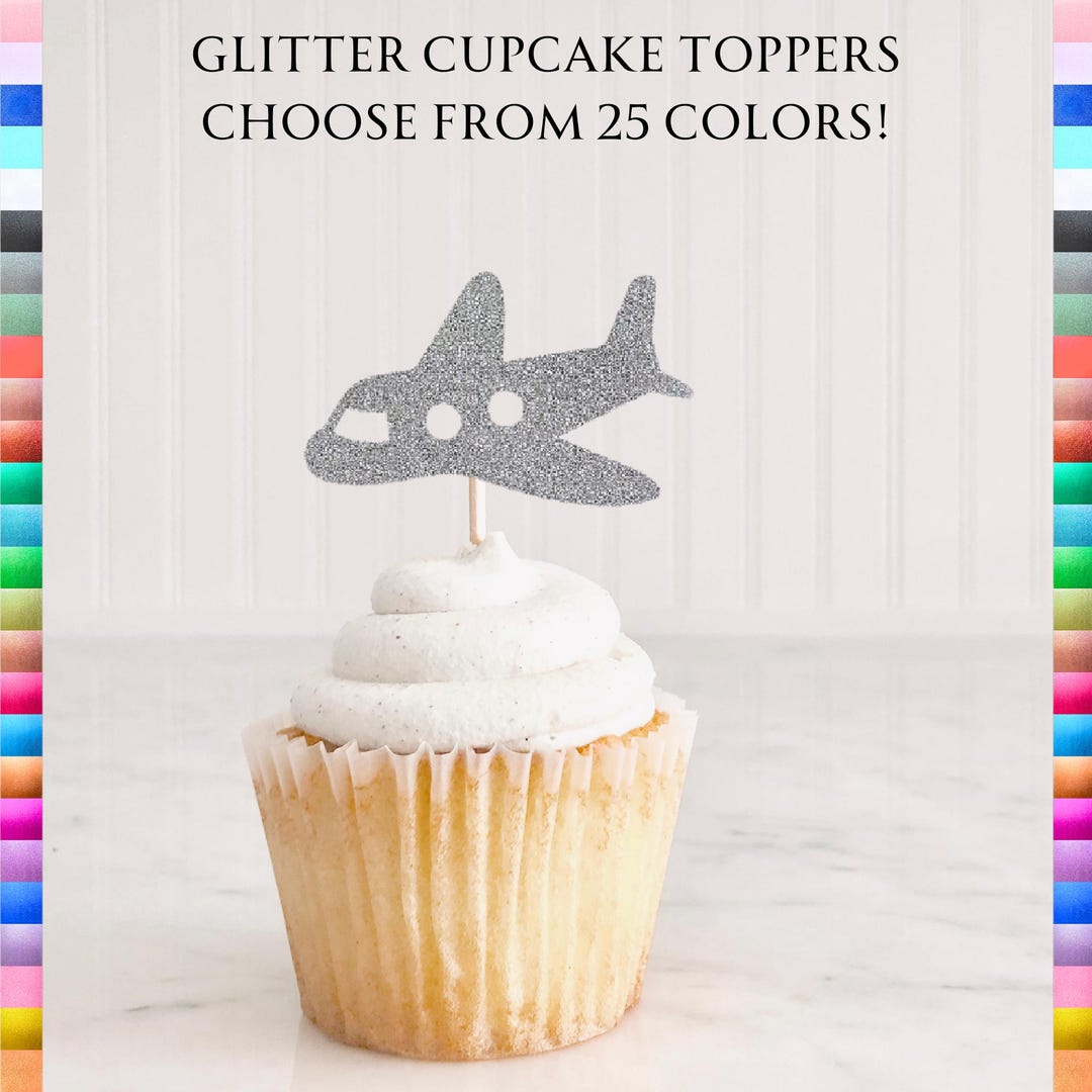Airplane Cupcake Toppers, Airplane Food Picks, Time Flies Decor, Bon ...