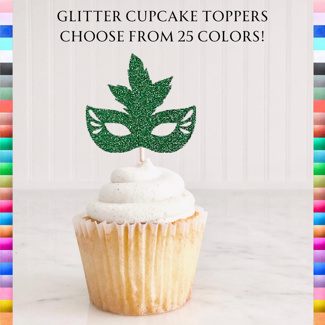Mardi Gras Cupcake Toppers, Fat Tuesday Cupcake Toppers, Masquerade ...