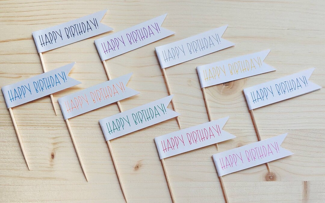 Happy Birthday Cupcake Toppers, Happy Birthday Picks, Personalized ...