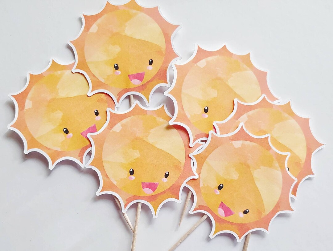 Sun Cupcake Toppers, Sunshine Cupcake Toppers, Sunshine Birthday ...