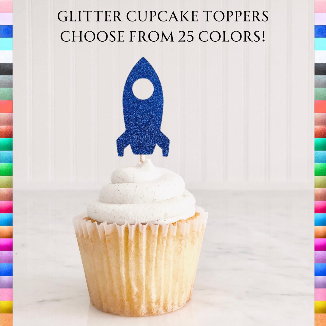 Rocket Ship Cupcake Toppers, Space Ship Cupcake Toppers, Outer Space ...