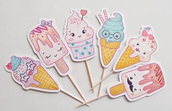 Ice Cream Cupcake Toppers Ice Cream Party Birthday - Etsy