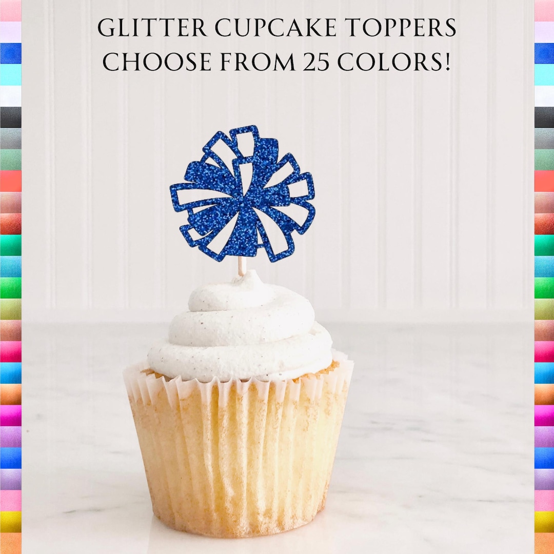 Cheer Cupcake Toppers, Pom Pom Cupcake Toppers, Cheer Team Party, Cheer ...