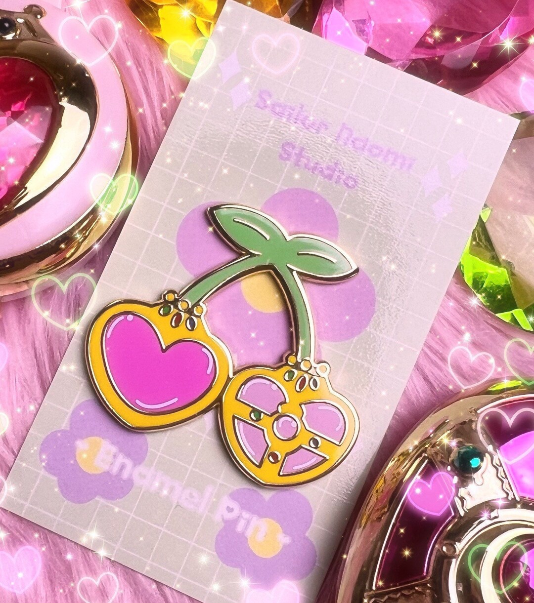 Sailor Moon Chibi Moon Cosmic Brooch Cherry Gold Plated Pin - Etsy