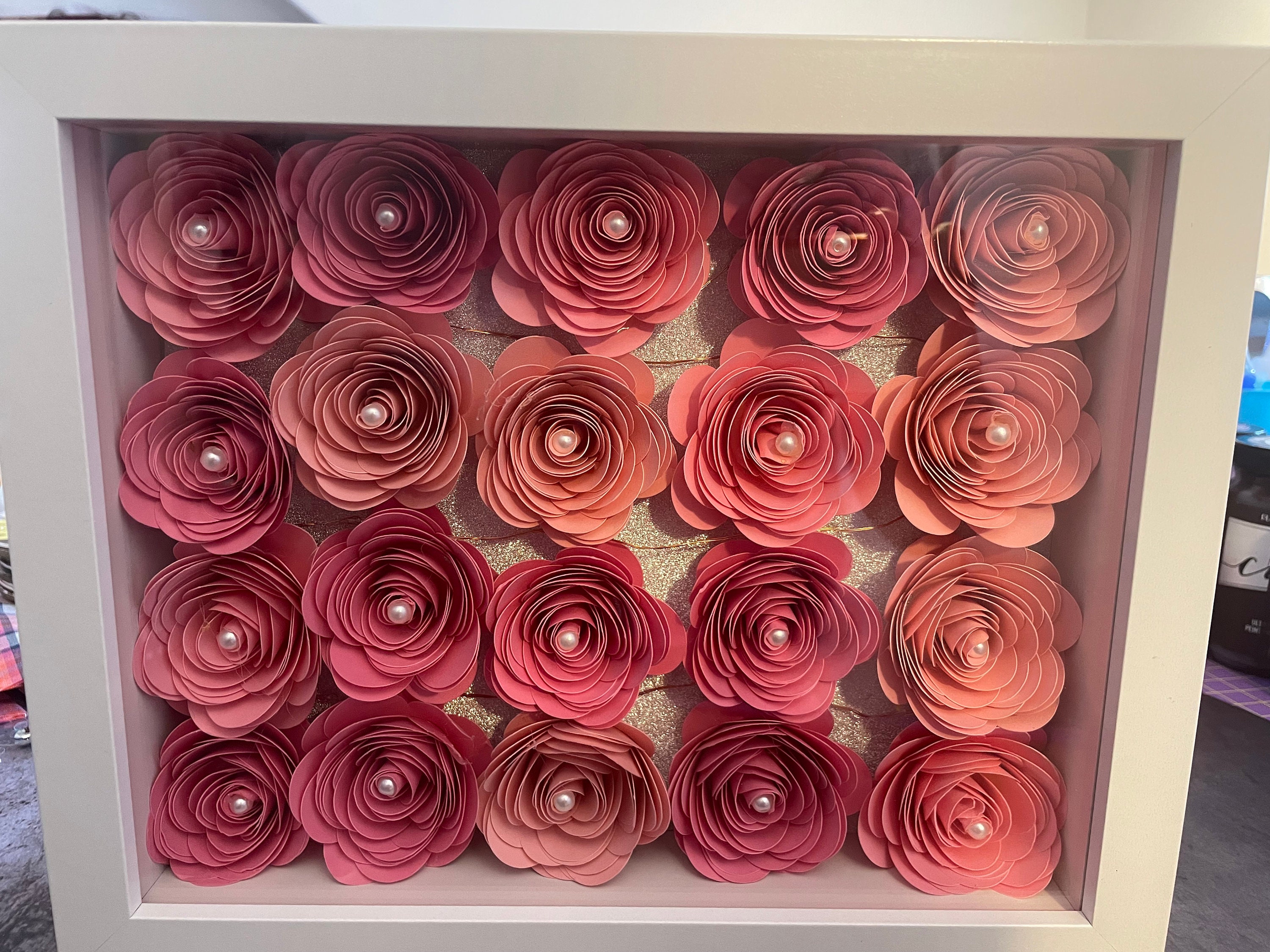 Customized Flower Shadow Box With Light - Etsy