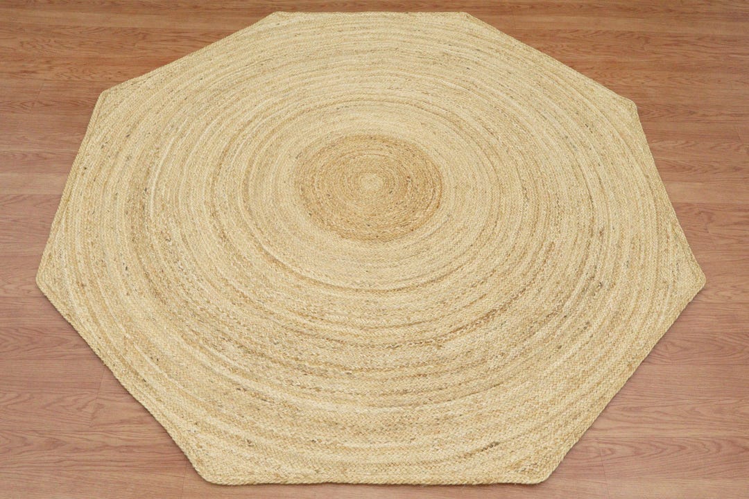 Handwoven Octagon Jute Rug Natural Fiber Area Rug Geometric Rug ...