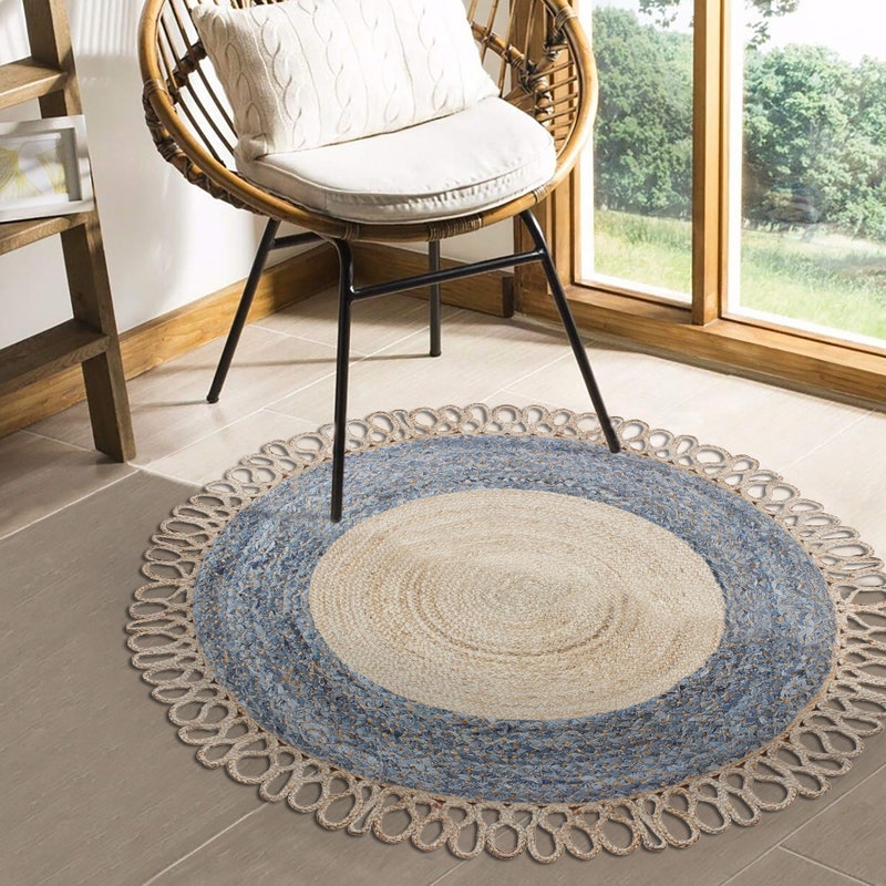 Blue Round Rug - Etsy