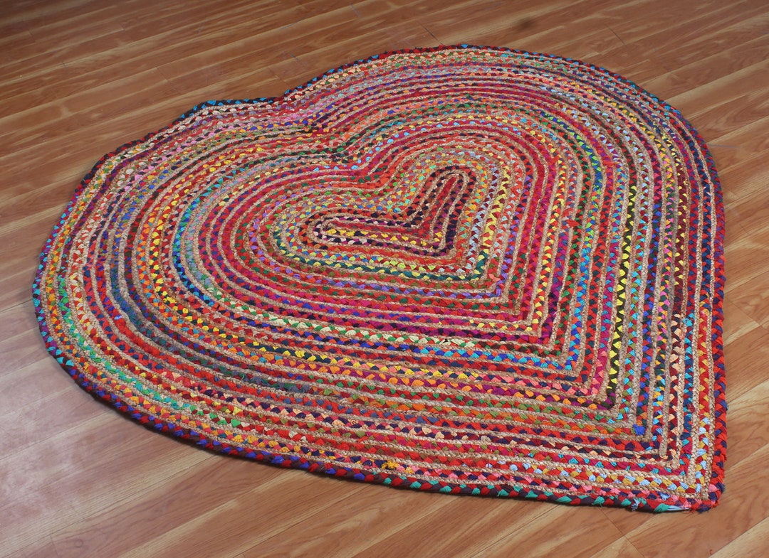 Modern Heart Shape Rug Antique Rug Kilim Jute Rug Chindi Cotton Rug ...