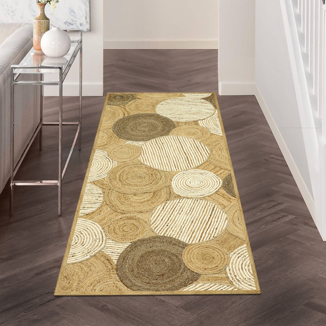 Indian Braided Natural Beige Jute Rug Black Custom Size Jute - Etsy