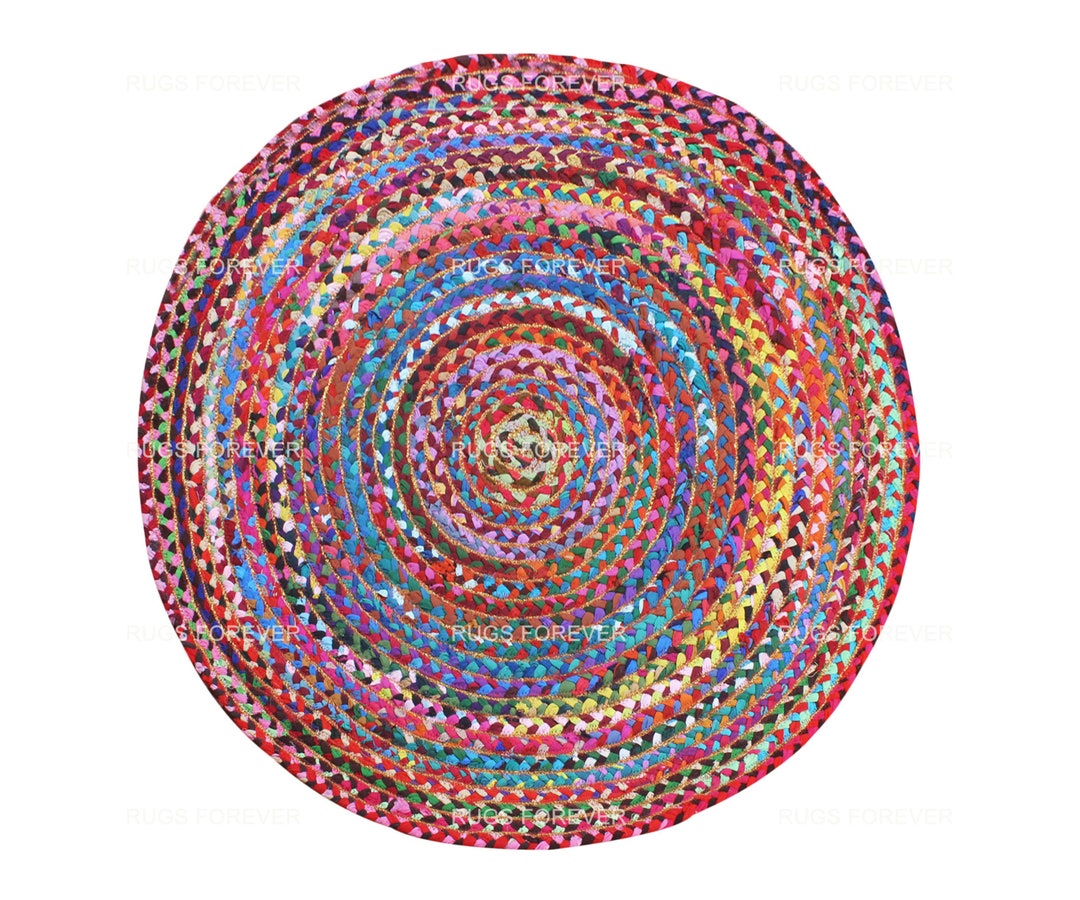 Handmade Chindi Cotton Rug Round Braided Rug Bohemian Kilim - Etsy