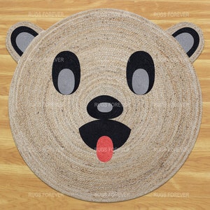 Natural Fiber Rug Handmade Circle Area Rug Round Animal Print Rug Jute ...