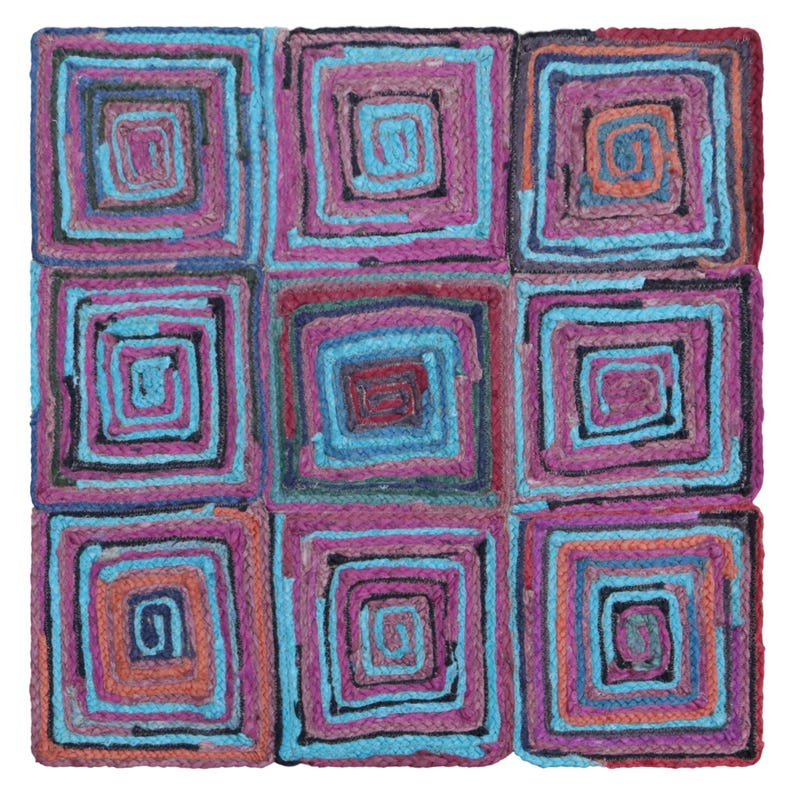 Hand Braided Multicolor Jute Rug, Boho Square Area Rug - Etsy