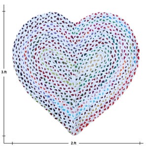 Indian Hand Braided Chindi Cotton Rugs Handmade Multicolor Heart Shape ...