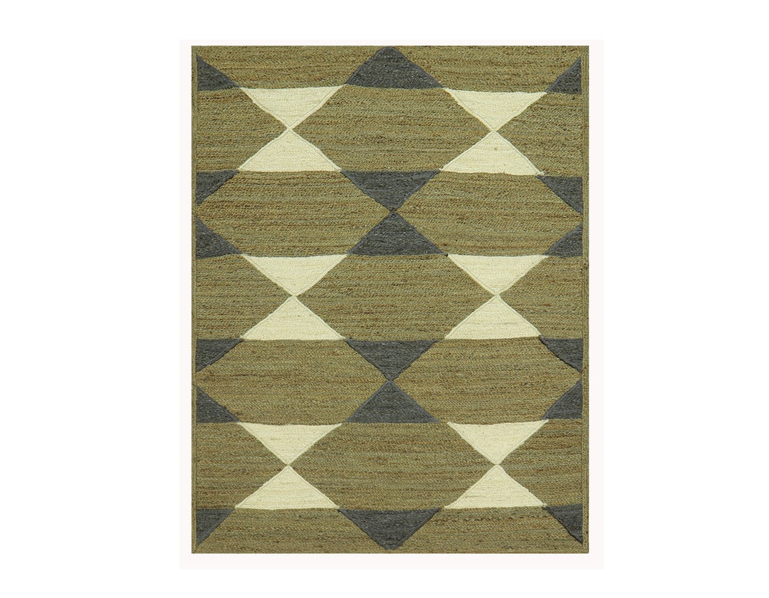 Indian Handwoven Green Jute Rug Natural Fiber Jute Area Rug Farmhouse ...