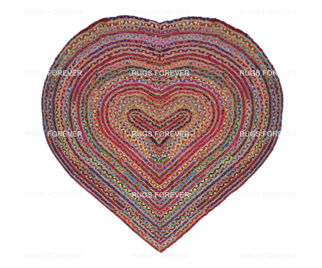 Modern Heart Shape Rug Antique Rug Kilim Jute Rug Chindi Cotton Rug ...