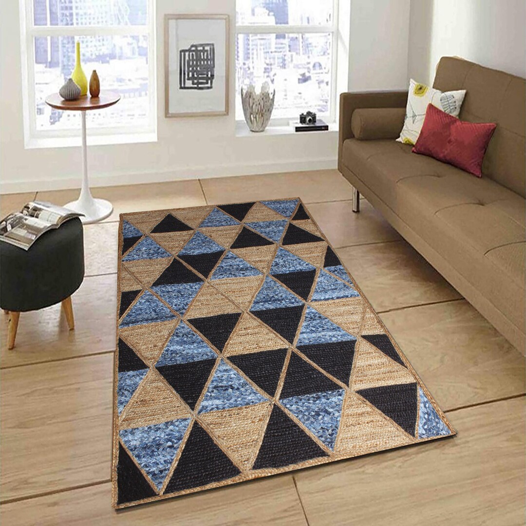Handmade Blue Chindi Cotton Hallway Runner Rug Braided Natural Beige ...