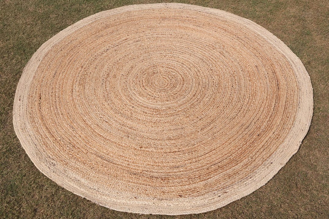 Jute Round Area Rug Rustic Look Handmade Rug Round Kitchen Rug Natural ...