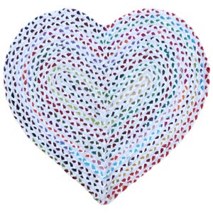Indian Hand Braided Chindi Cotton Rugs Handmade Multicolor Heart Shape ...