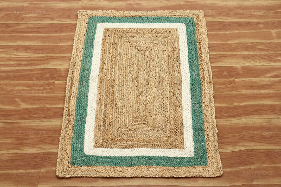Hand-braided Jute Rug Jute Square Area Rug Outdoor Patio Rug Wall Art ...