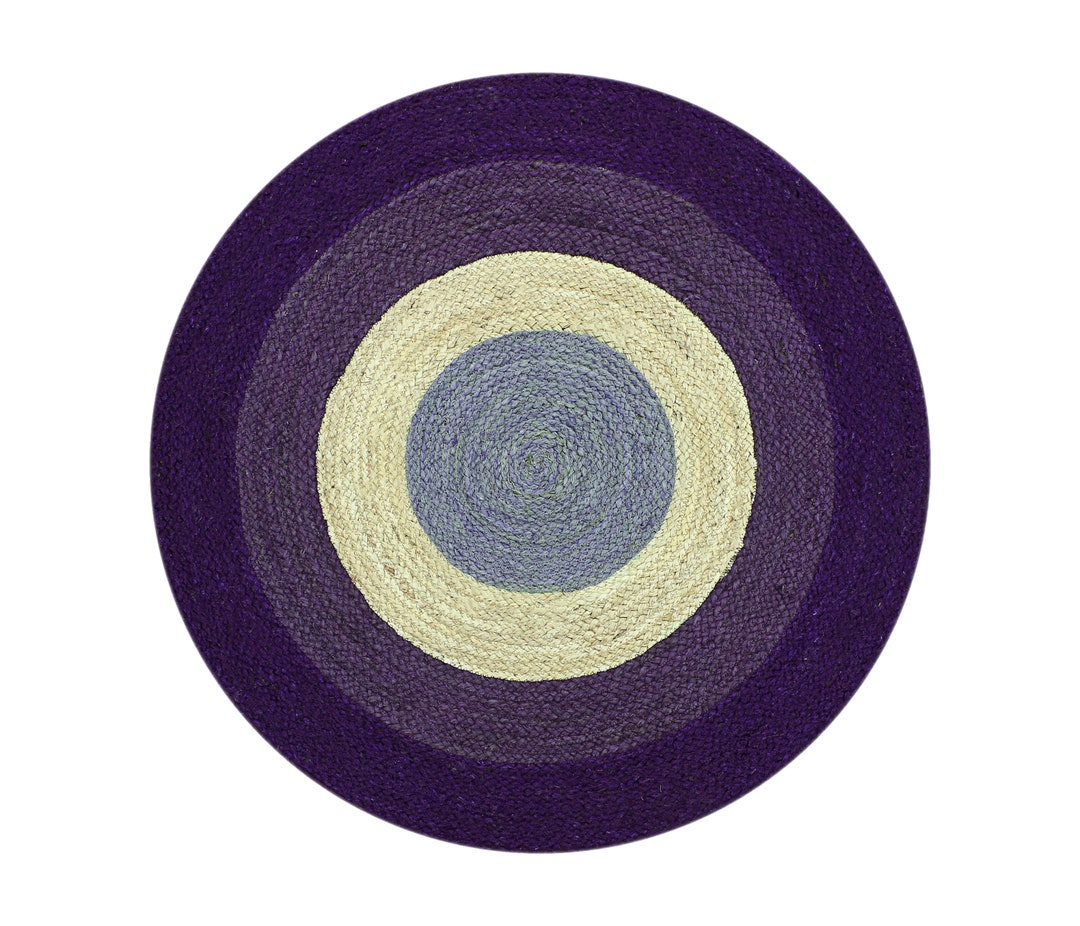 Round Purple Jute Rug Natural Fiber Jute Handmade Area Rug Entrance ...