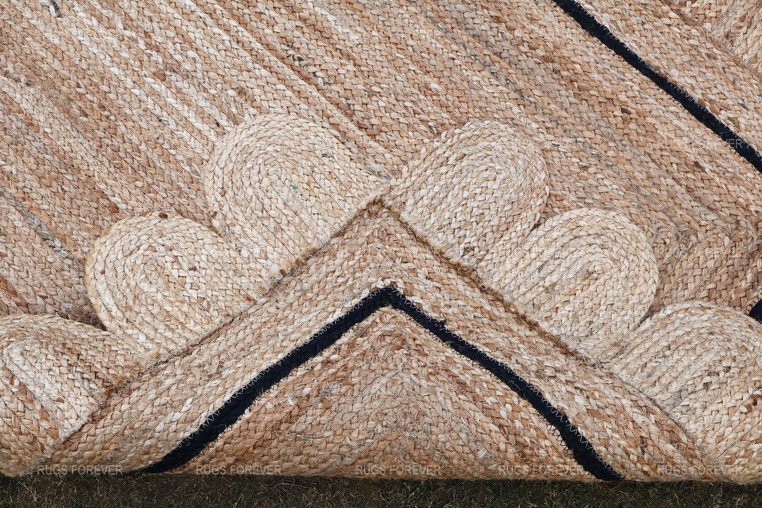 Scalloped Jute Runner Rug Black Scallop Rug Scalloped Runner Carpet ...