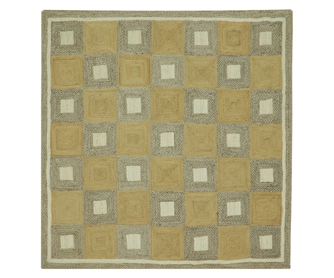 Living Room Hand Braided Square Jute Area Rug Bedroom Dining Room ...