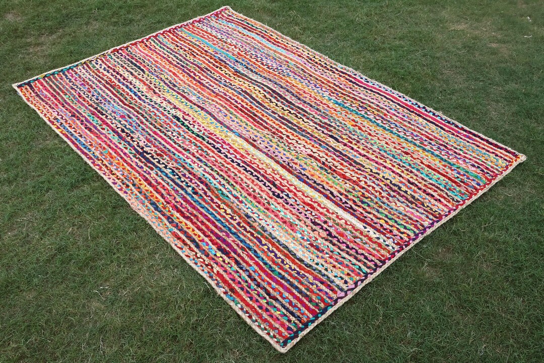 Chindi Rugs Indian Handmade Jute Area Rug Outdoor Cotton Chindi Rug ...