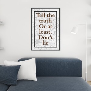 Tell the Truth Printable Digital Wall Art 12 Rules for Life Office Dorm ...