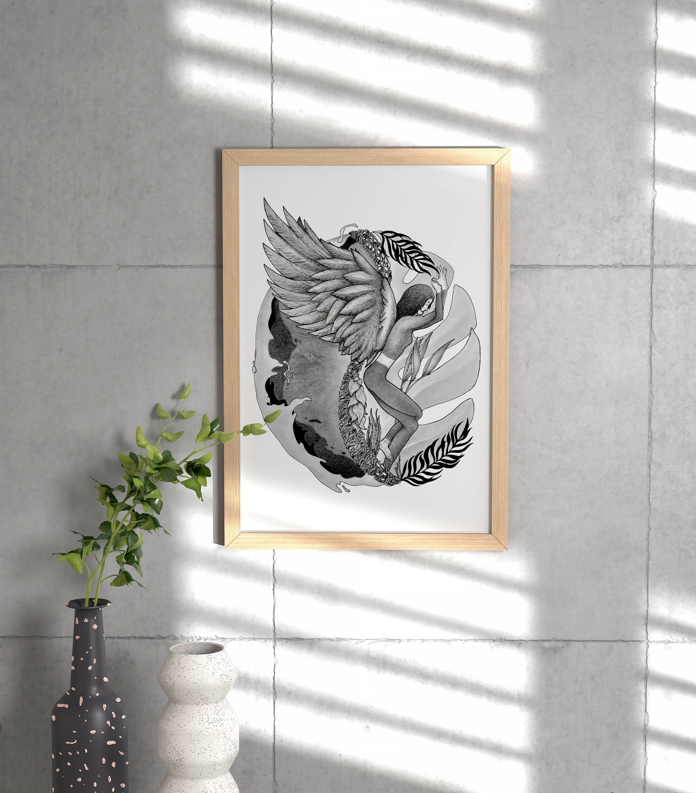 Asana Garudasana Drawing Eagle Pose Art Prints by Demlarts - Etsy