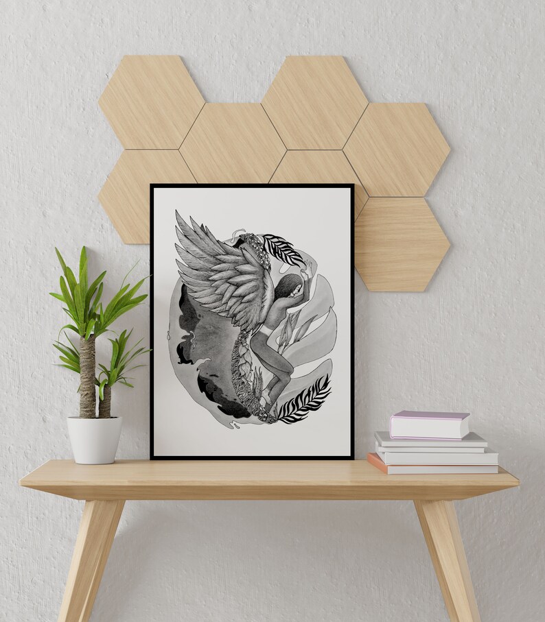 Asana Garudasana Drawing Eagle Pose Art Prints by Demlarts - Etsy