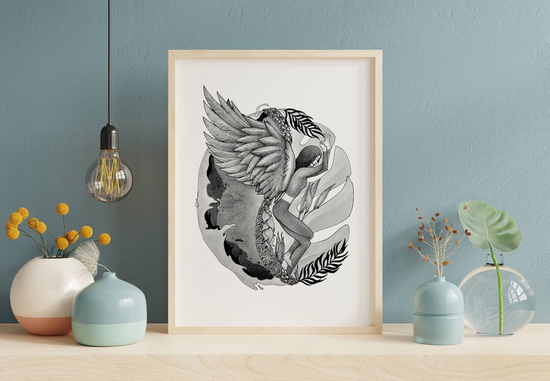 Asana Garudasana Drawing Eagle Pose Art Prints by Demlarts - Etsy