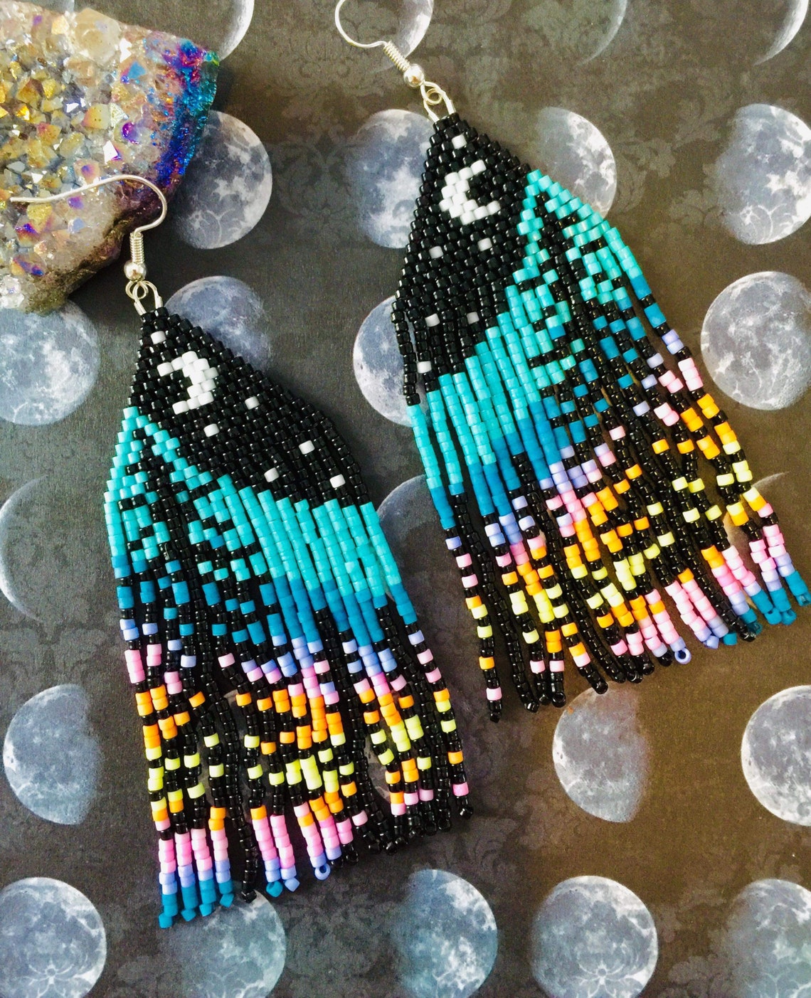 Fringe Beaded Earrings - Etsy