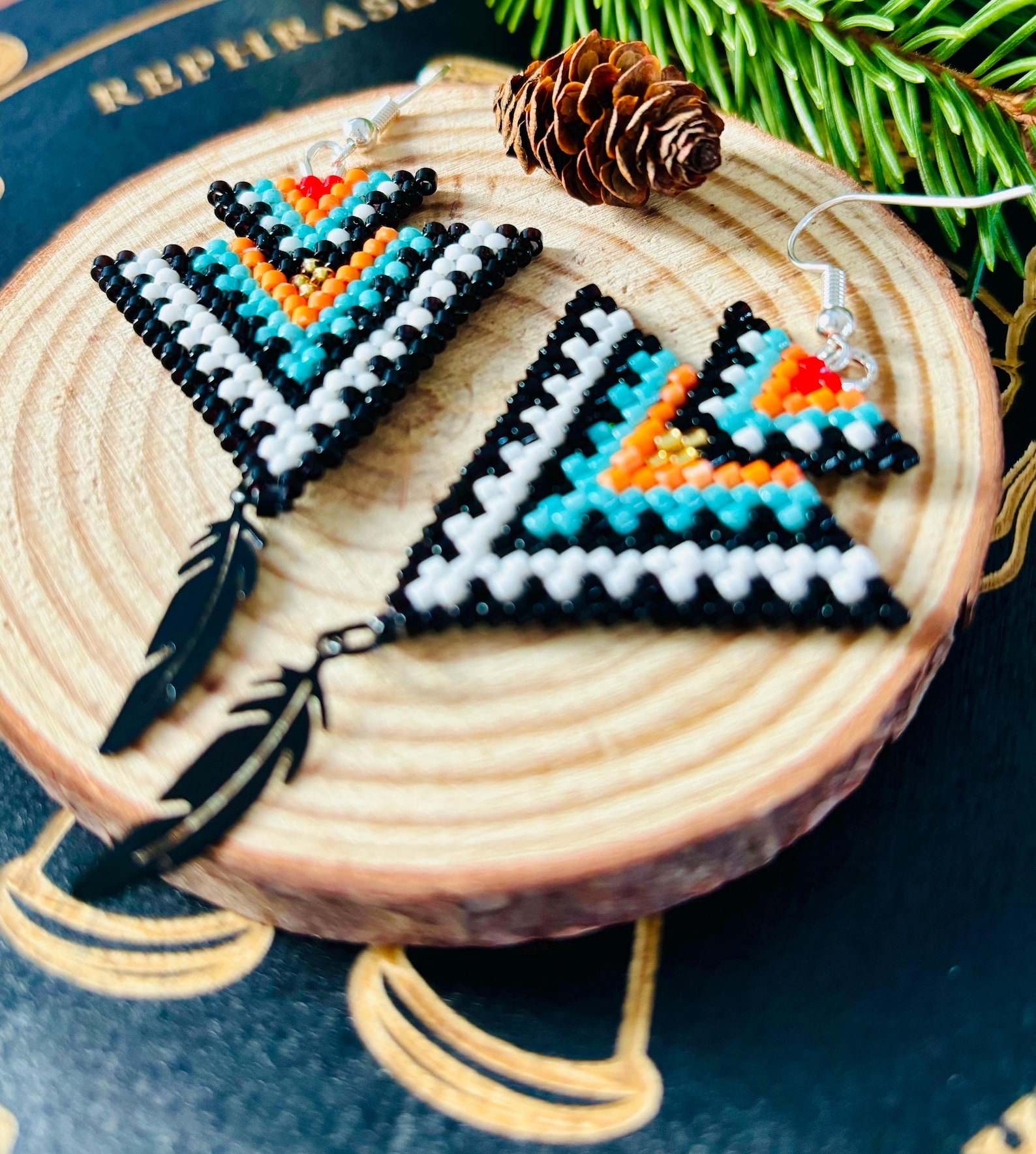 Triangle Shaped Beaded Earrings - Etsy