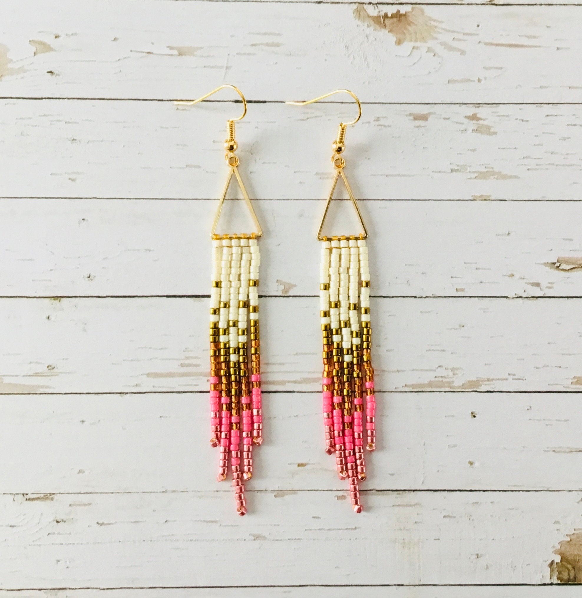 Fringe Beaded Earrings - Etsy