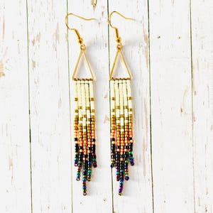 Fringe Beaded Earrings - Etsy