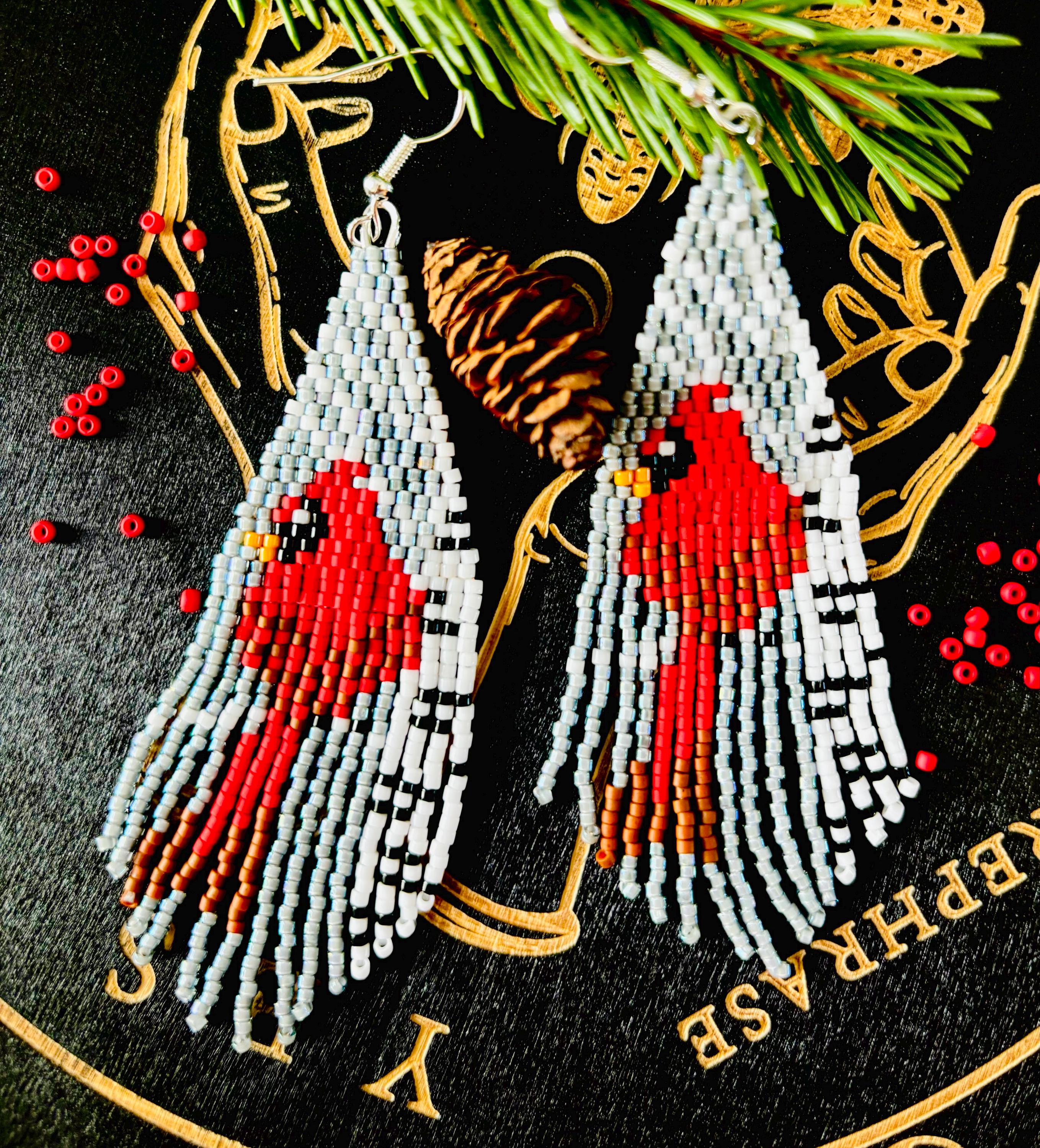 Cardinal Beaded Earrings - Etsy