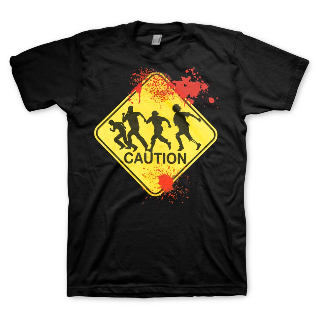 Caution Zombies Run T-shirt - Etsy