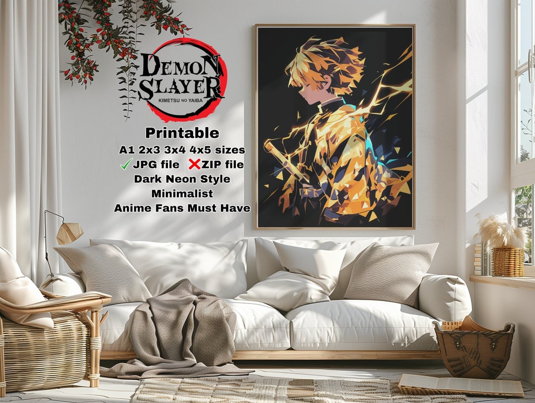 Digitalart Zenitsu Demon Slayer Anime Poster Wallart 24x36 18x24 16x20 ...