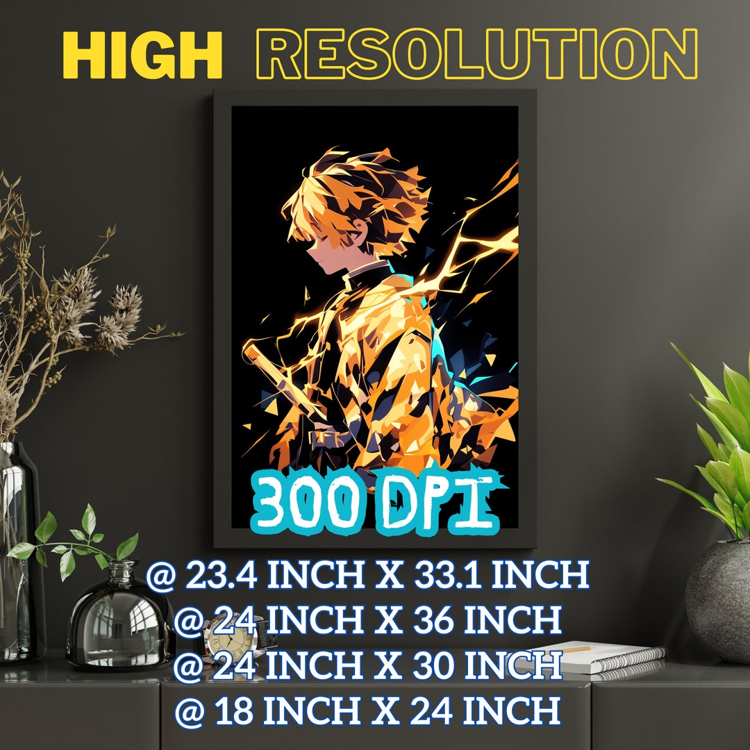 Digitalart Zenitsu Demon Slayer Anime Poster Wallart 24x36 18x24 16x20 ...