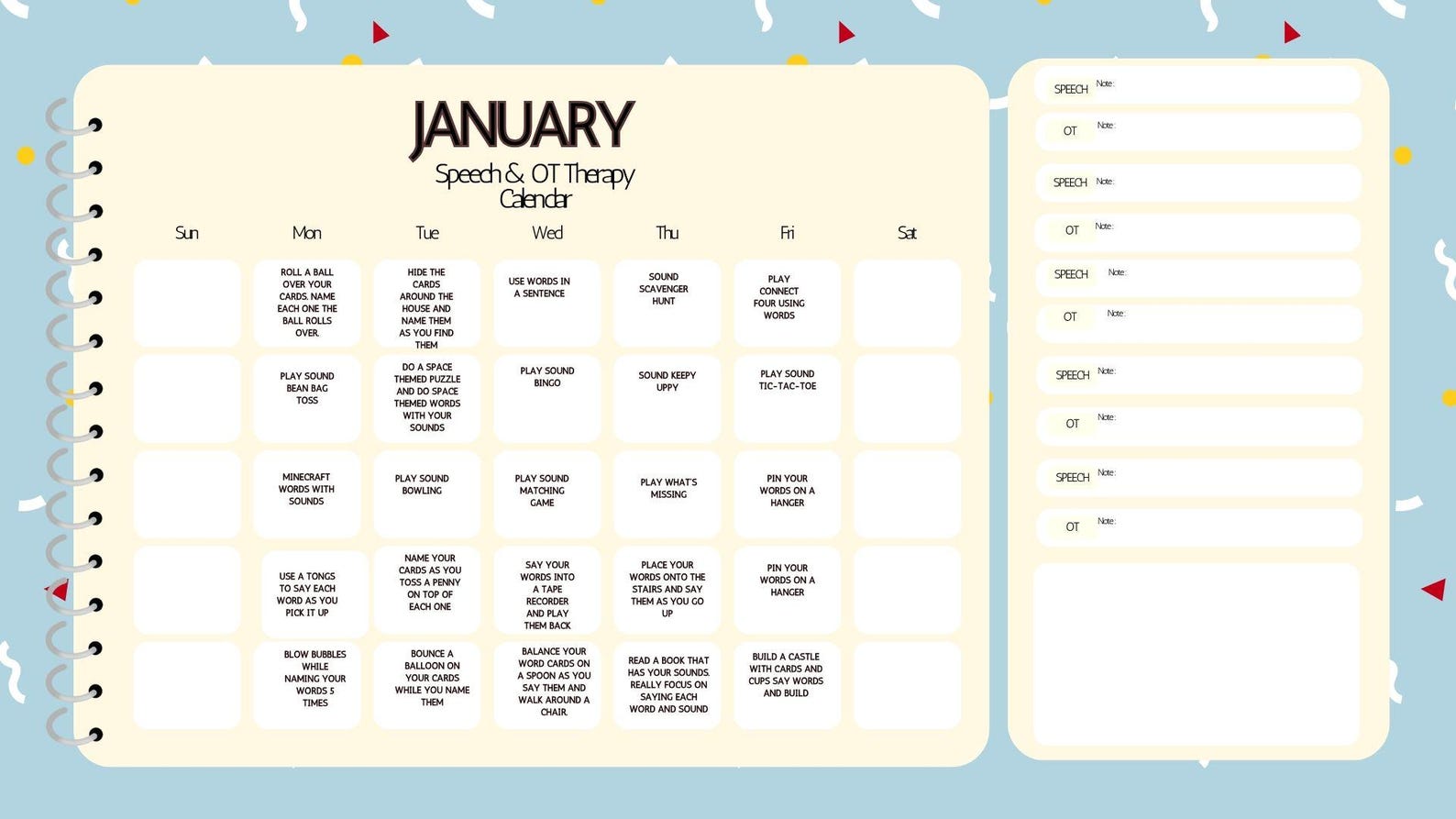 Speech Therapy & OT Tracker Black Printable - Etsy