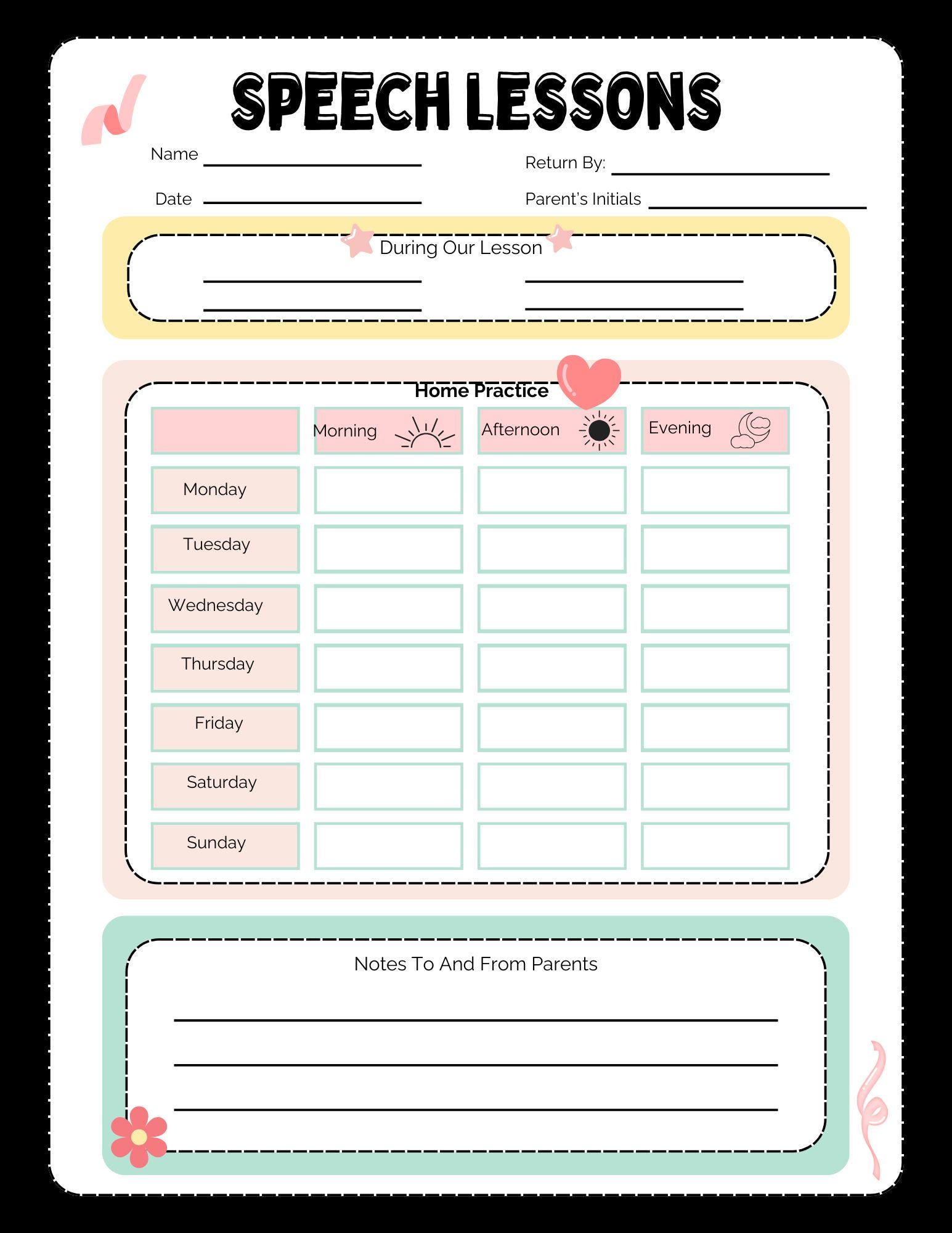 Speech Therapy & OT Tracker Black Printable - Etsy