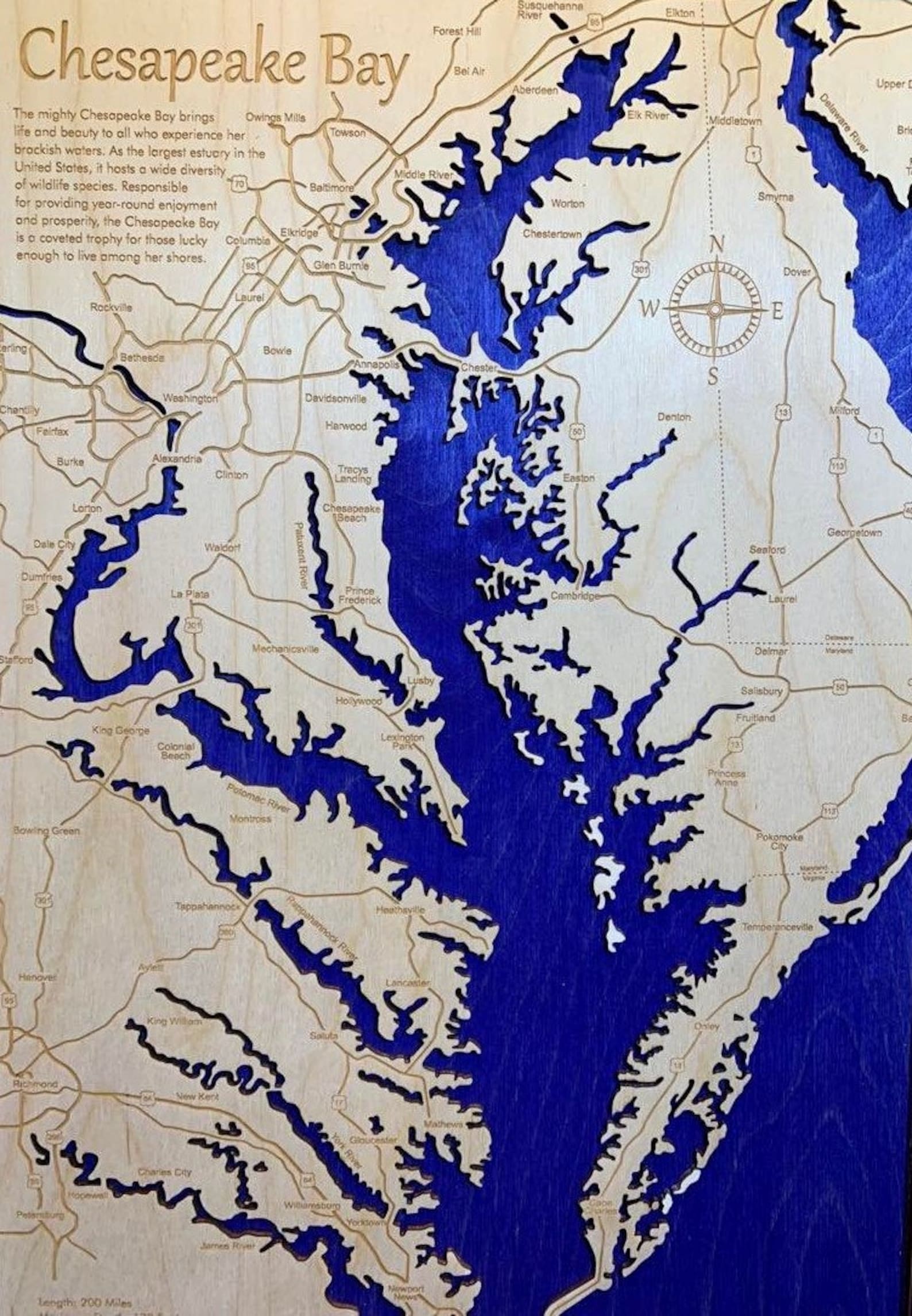 Detailed Chesapeake Bay Map - Vector File for Laser Cutting \ Engraving ...