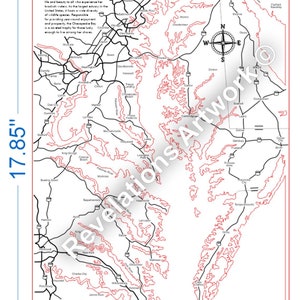 Detailed Chesapeake Bay Map - Vector File for Laser Cutting \ Engraving ...