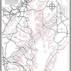 Detailed Chesapeake Bay Map - Vector File for Laser Cutting \ Engraving ...
