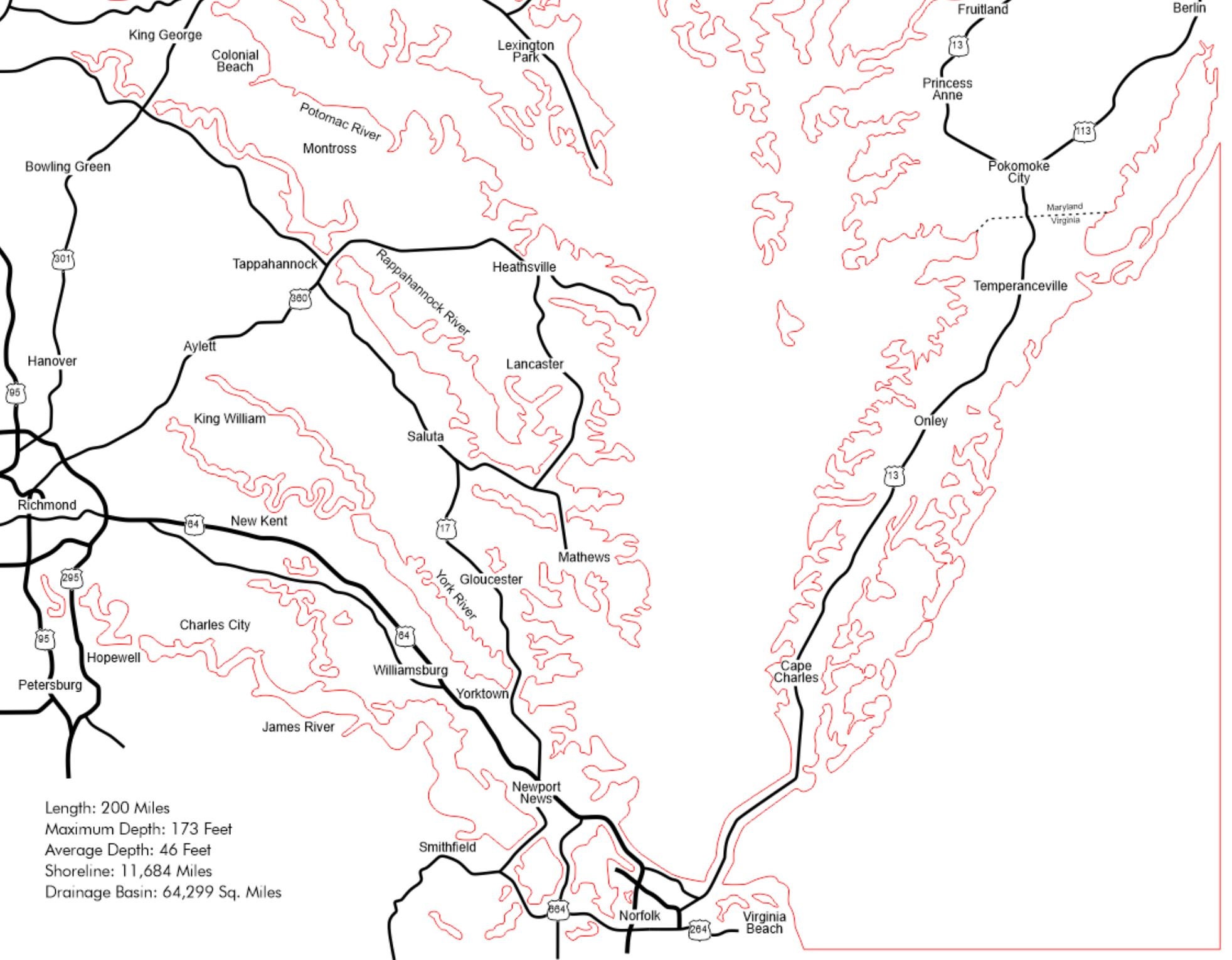 Detailed Chesapeake Bay Map - Vector File for Laser Cutting \ Engraving ...