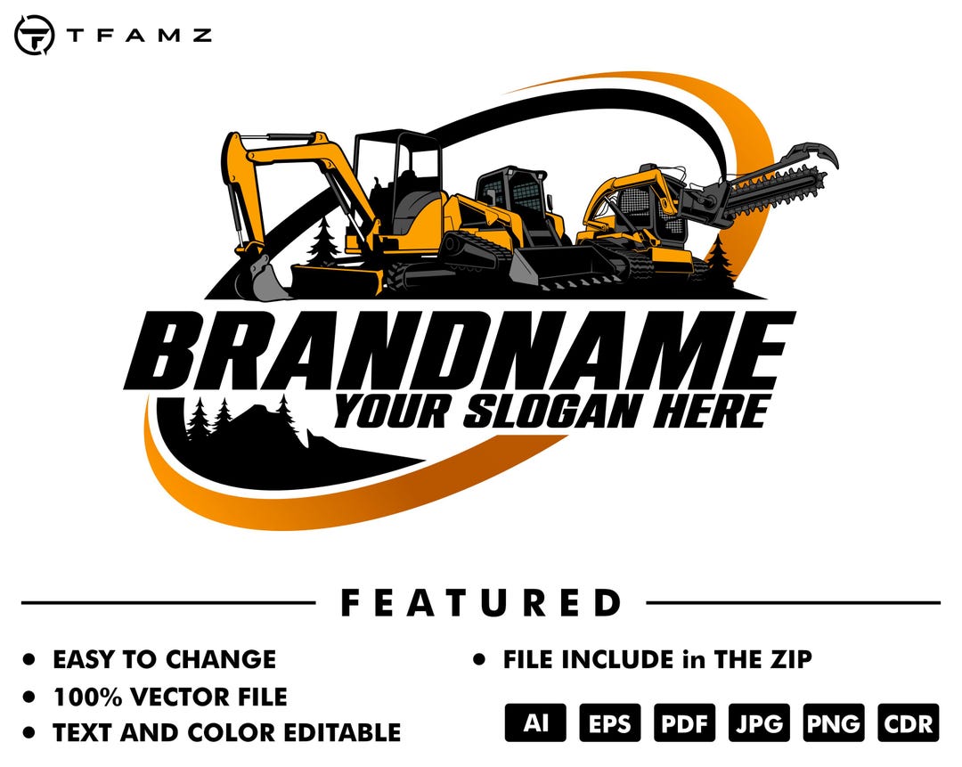 Trencher Logo Template - Skidsteer Logo - Excavator Logo - Service Logo ...