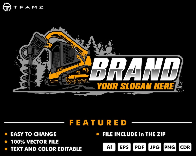 Skid Steer Drill Logo Template - Construction Equipment (digital ...