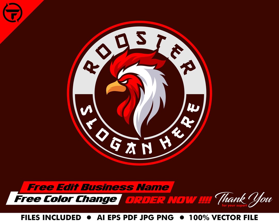 Customizable Rooster Logo Design – Farm Vector Illustration (digital ...