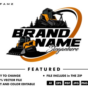 Mulcher Machine Logo - Mulcher Logo - Skidsteer Logo - Excavator Logo ...