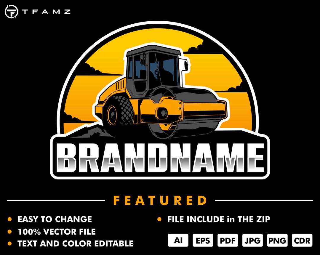 Compactor Logo Template - Excavator Logo - Heavy Equipment ...